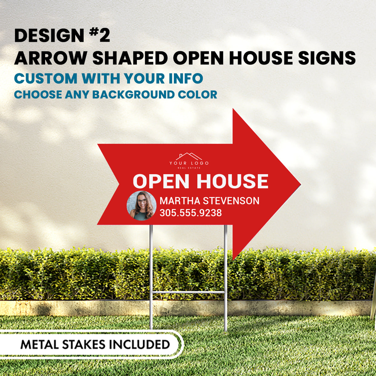 Arrow Cut Open House Signs with yard stakes: 4mm Coroplast – Realtor ...