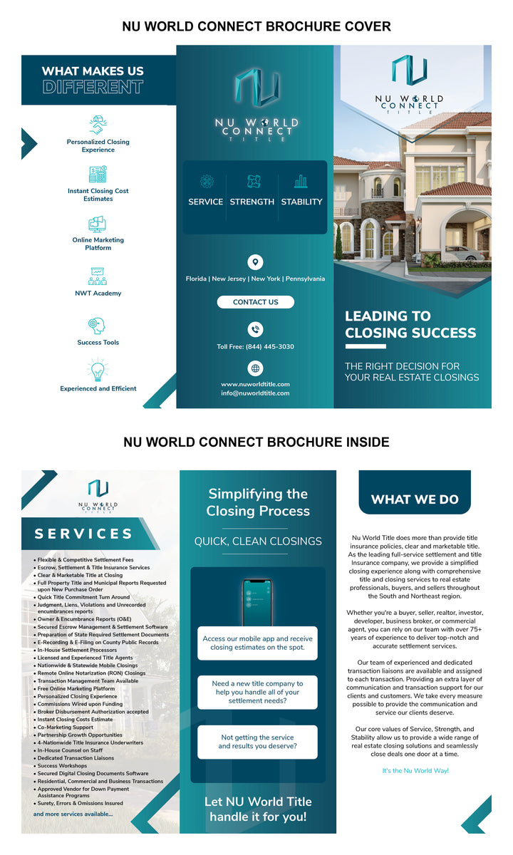 Nu World Title: Tri-fold Brochures – Realtor Printing