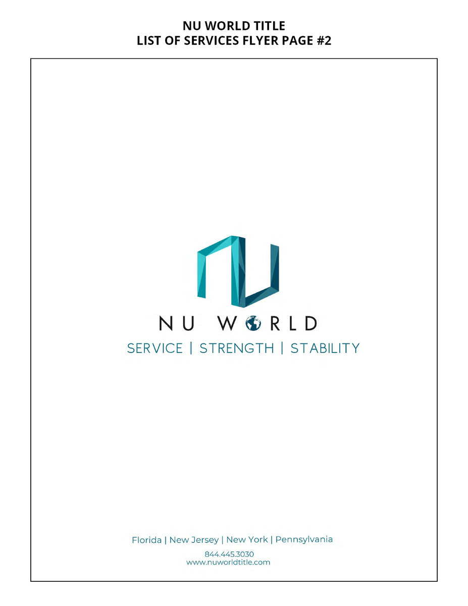 Nu World Title Flyers: List of Services – Realtor Printing